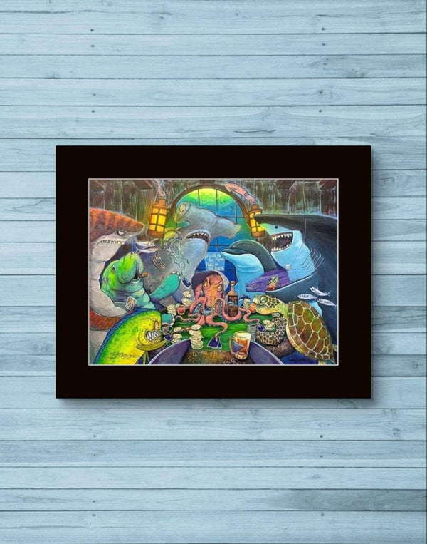 "Card Sharks" Matted Fine Art Paper Print - Steve Diossy Marine Artist